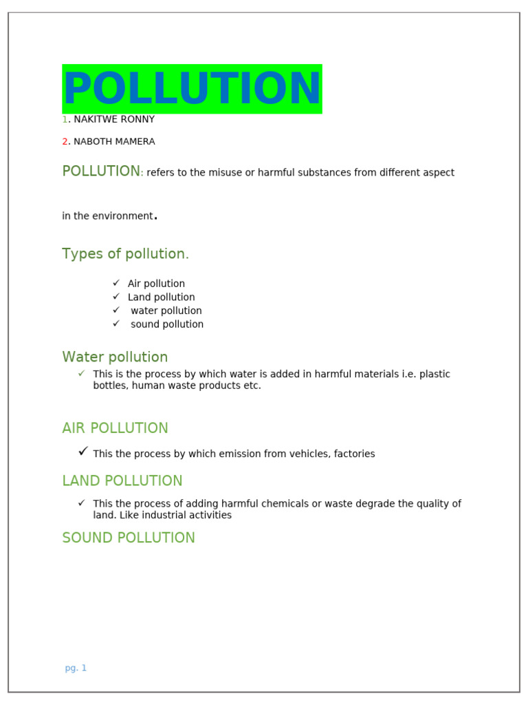 Pollution Ronny | PDF