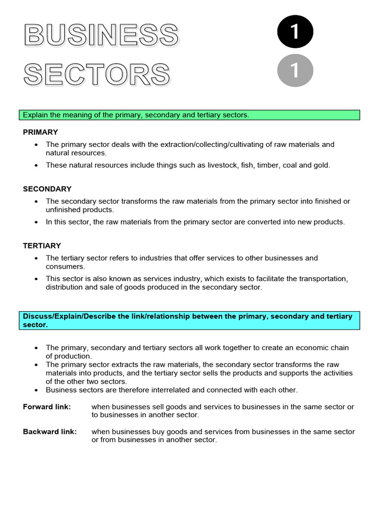 Business Sectors Paper 1 Topic 1 3 | PDF