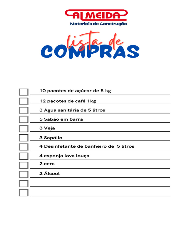 Lista de Compras Checklist Colorida para Impressão | PDF