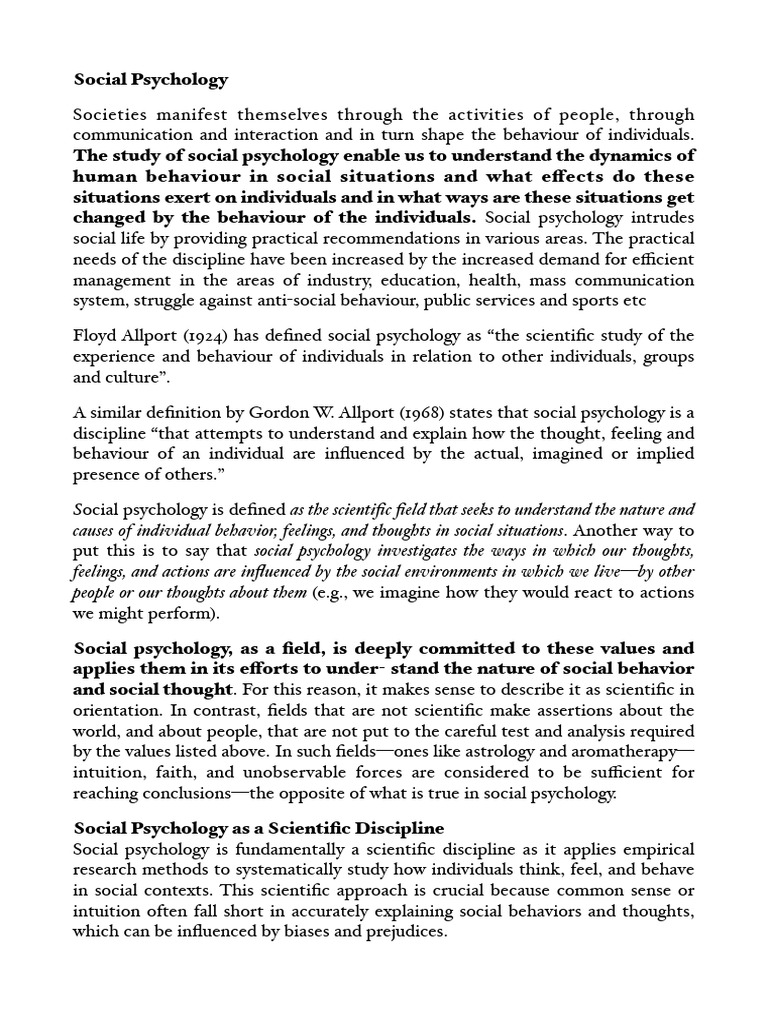 Unit 1 | PDF | Psychology | Social Psychology