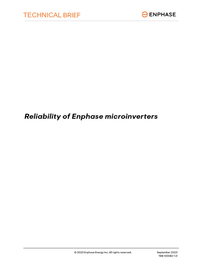 Reliability of Enphase Microinverters TEB 00082 1.0 2023-09-26 | PDF ...