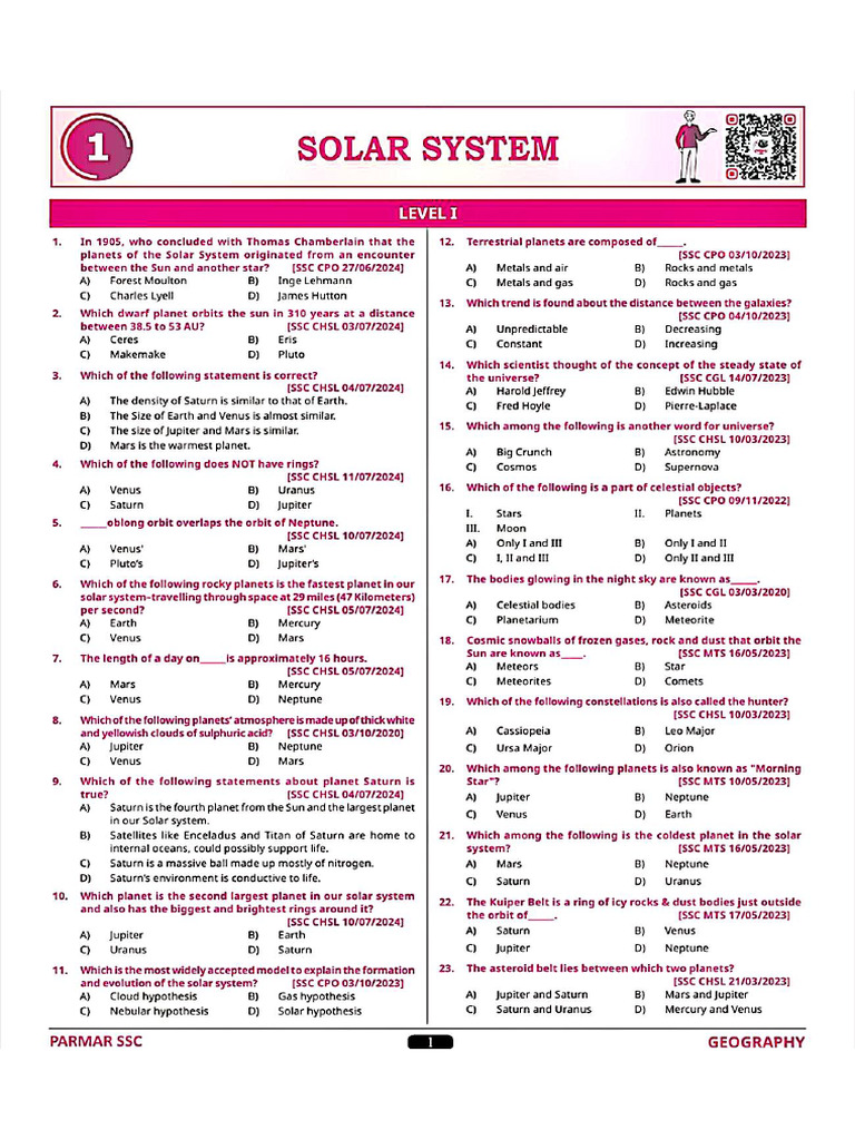 Solar System Mcqs Little Boy | PDF
