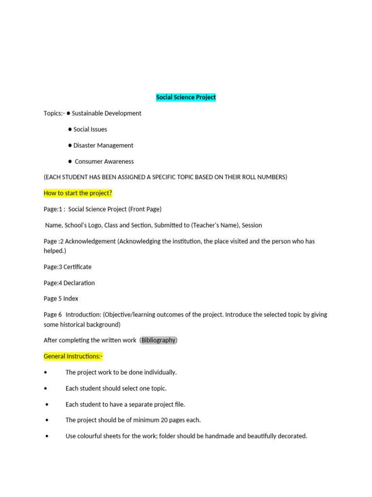 Class 8 Social Science Project Guide | PDF