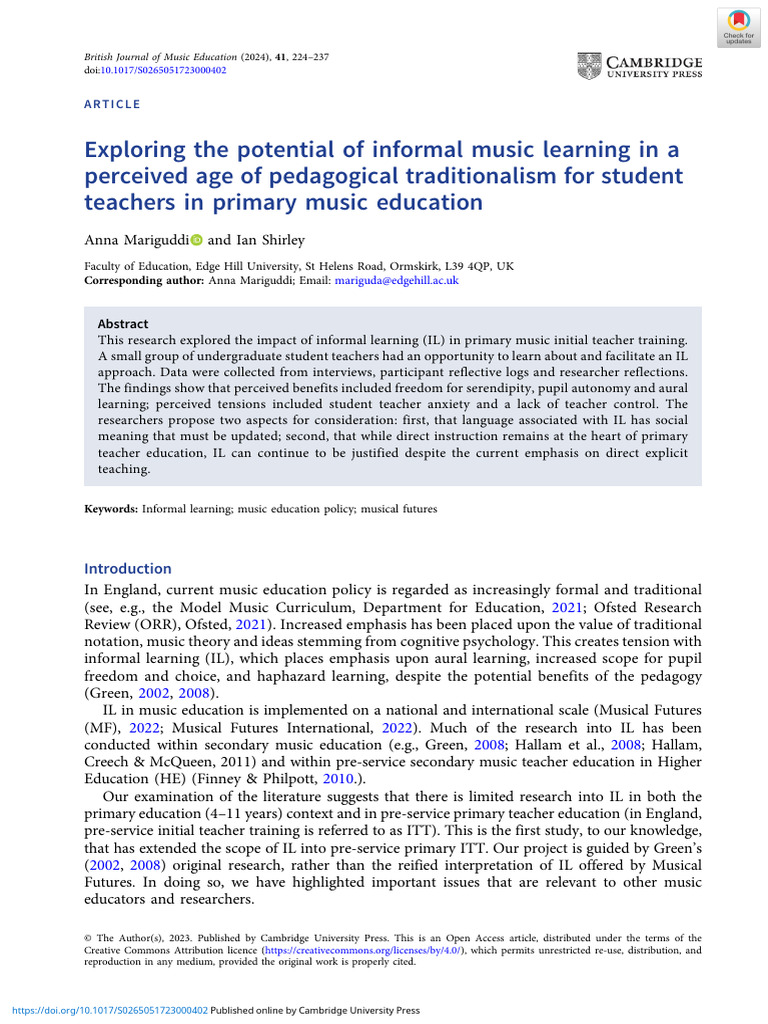 Exploring The Potential of Informal Music Learning in A Perceived Age ...
