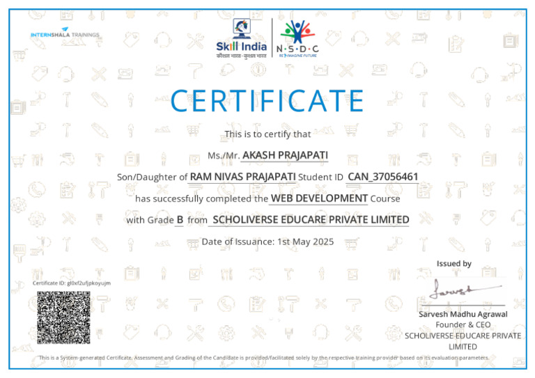 Web Development Certificate | PDF
