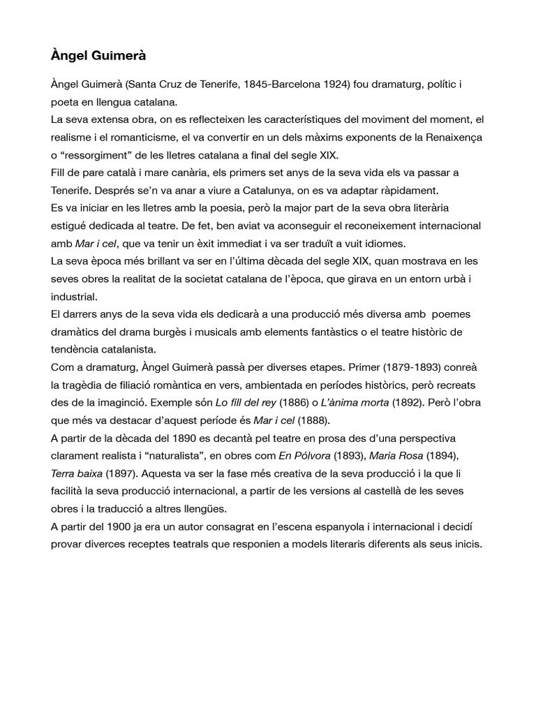 Àngel Guimerà i terra baixa PDF | PDF