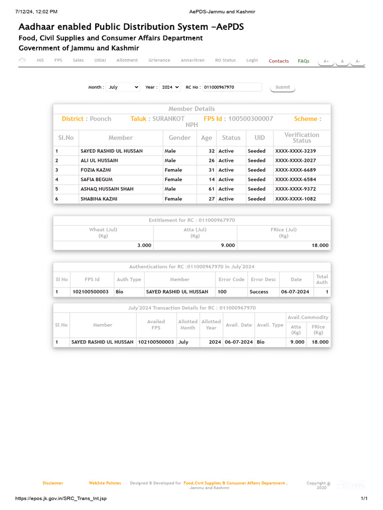 AePDS-Jammu and Kashmir | PDF | Securities | Access Control
