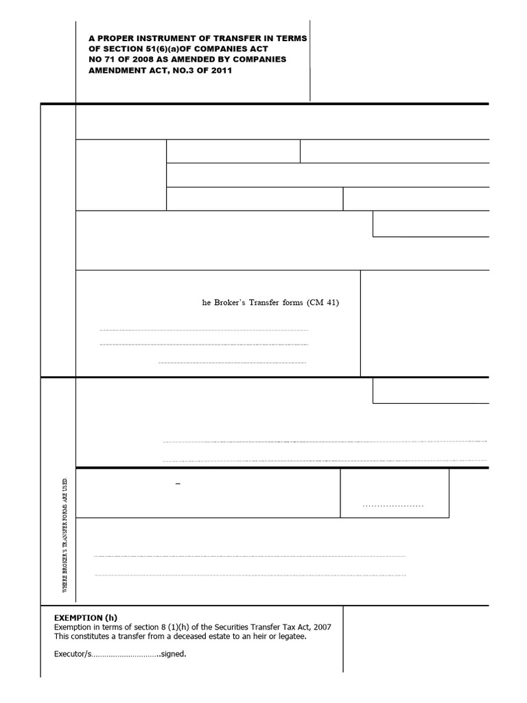 Blank Share Transfer Form (210822) | PDF | Securities (Finance)