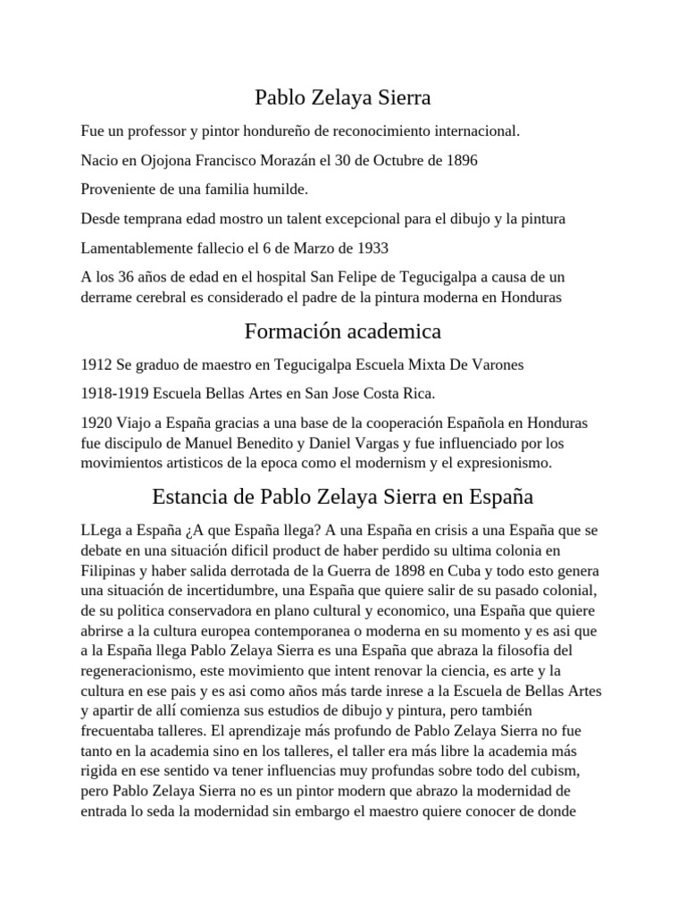 Pablo Zelaya Sierra | PDF | España | Honduras