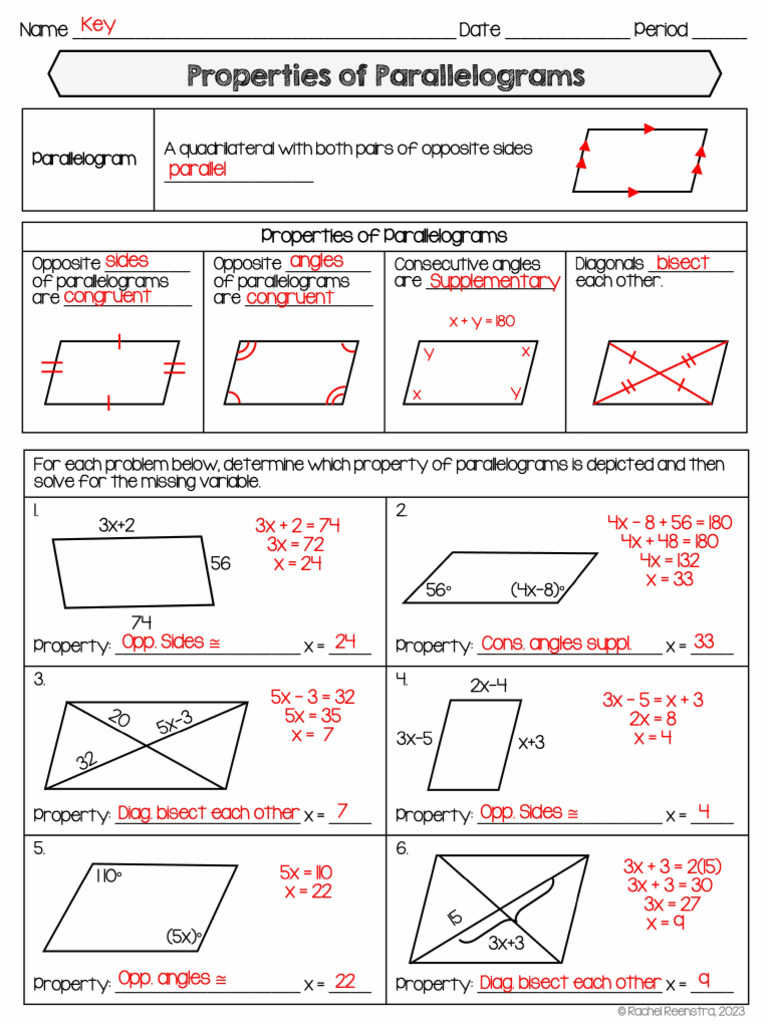 Properties of Parallelograms Guide | PDF | Classical Geometry ...