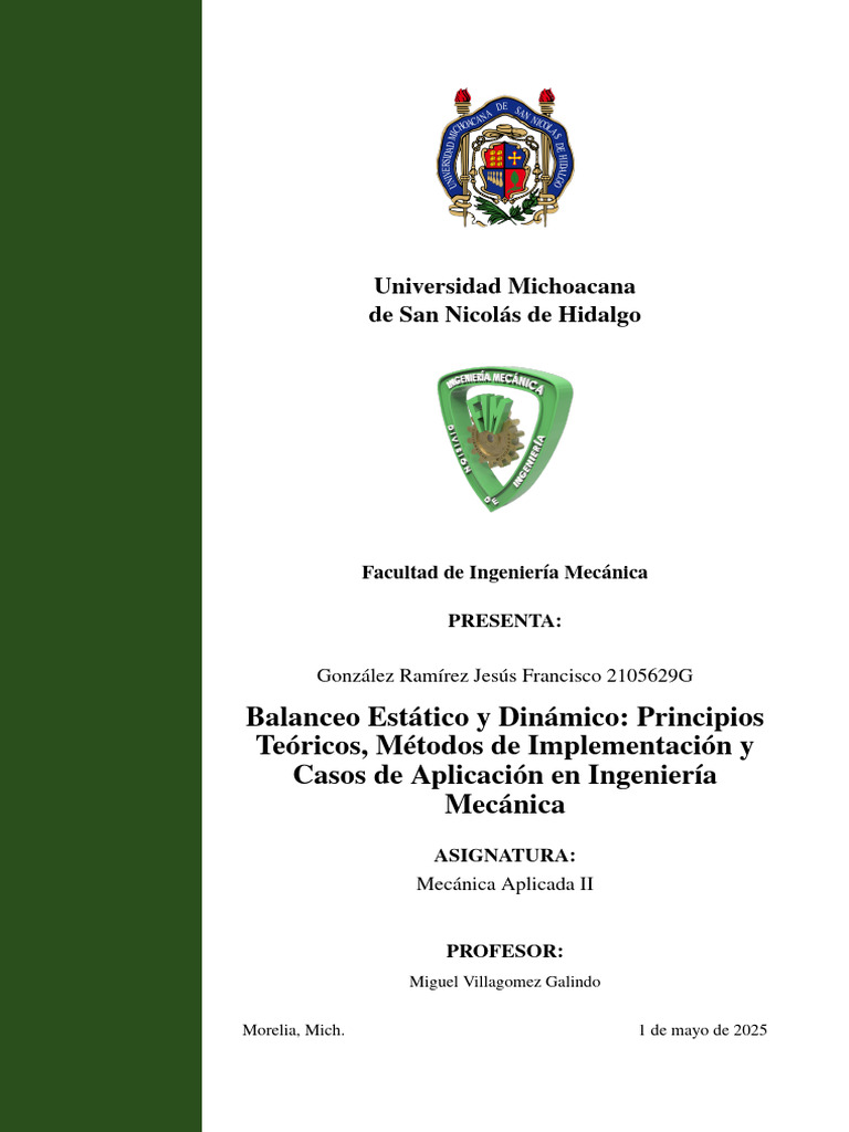 Balanceo Estático y Dinámico en Ingeniería | PDF | Rodamiento (Mecánico ...