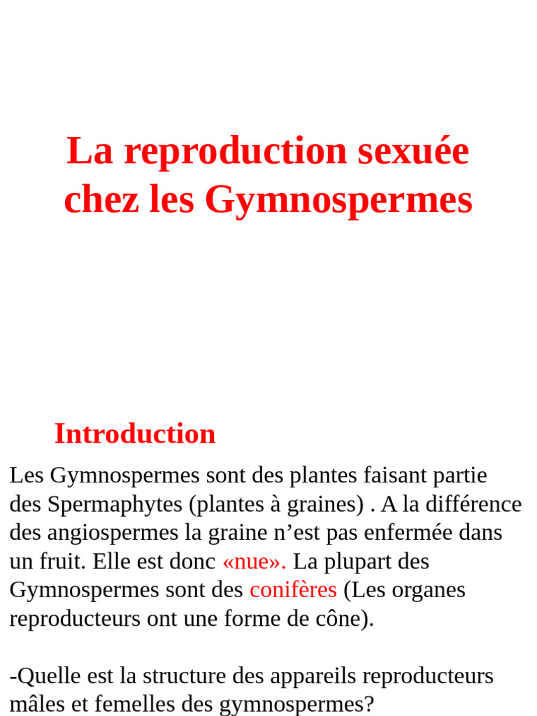 Reproduction des Gymnospermes | PDF | Morphologie végétale | Anatomie