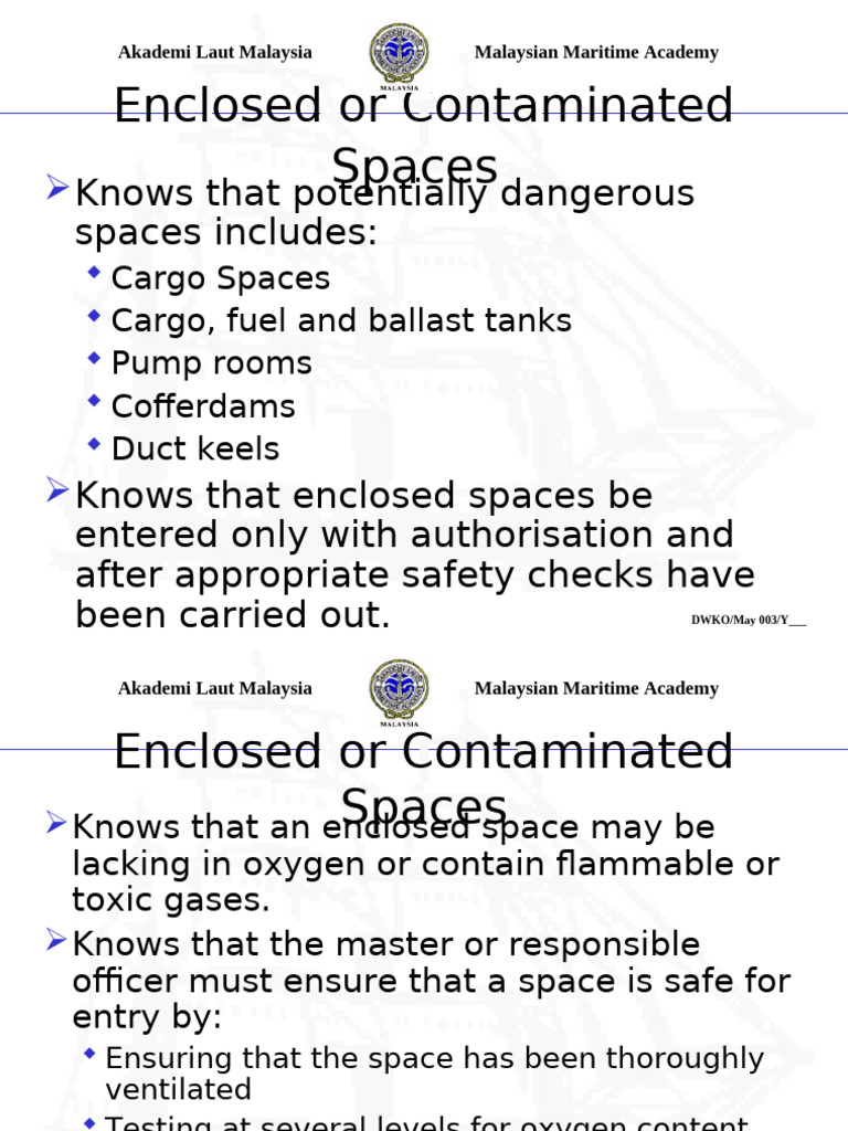 Lesson No 2 Enclosed Spaces | PDF | Gases | Chemical Process Engineering