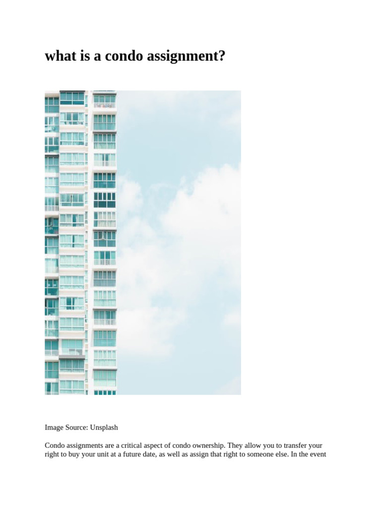What Is A Condo Assignment | PDF | Prices | Condominium