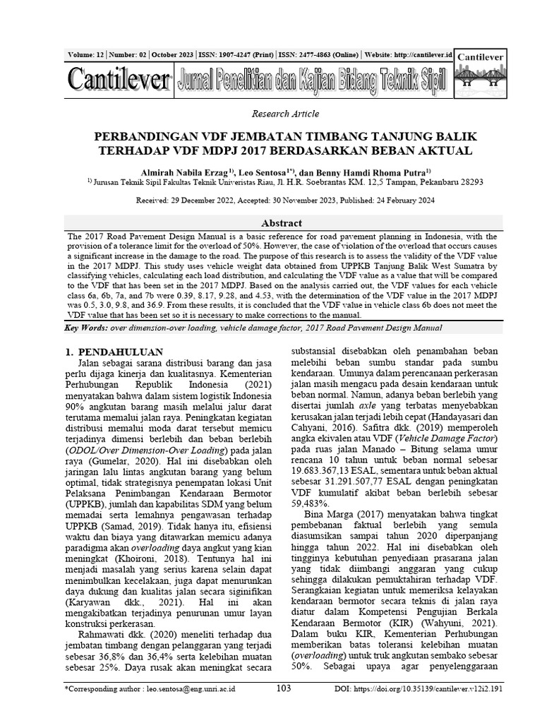 VDF Jembatan Timbang vs MDPJ 2017 | PDF