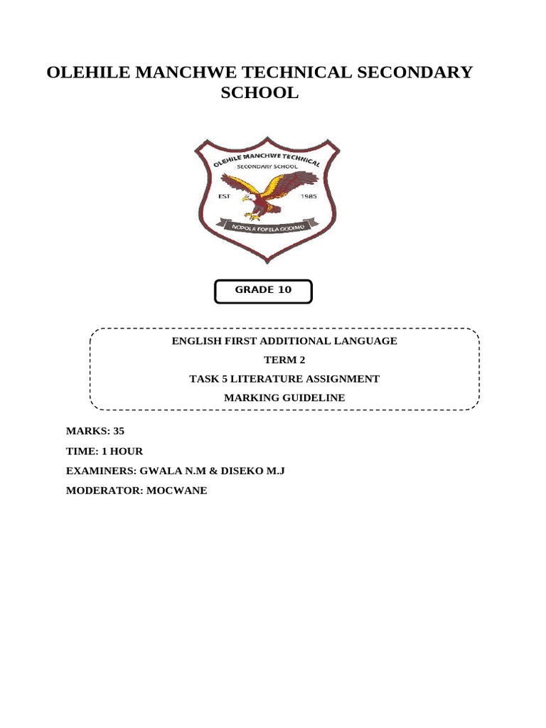 Grade 10 English Memo | PDF