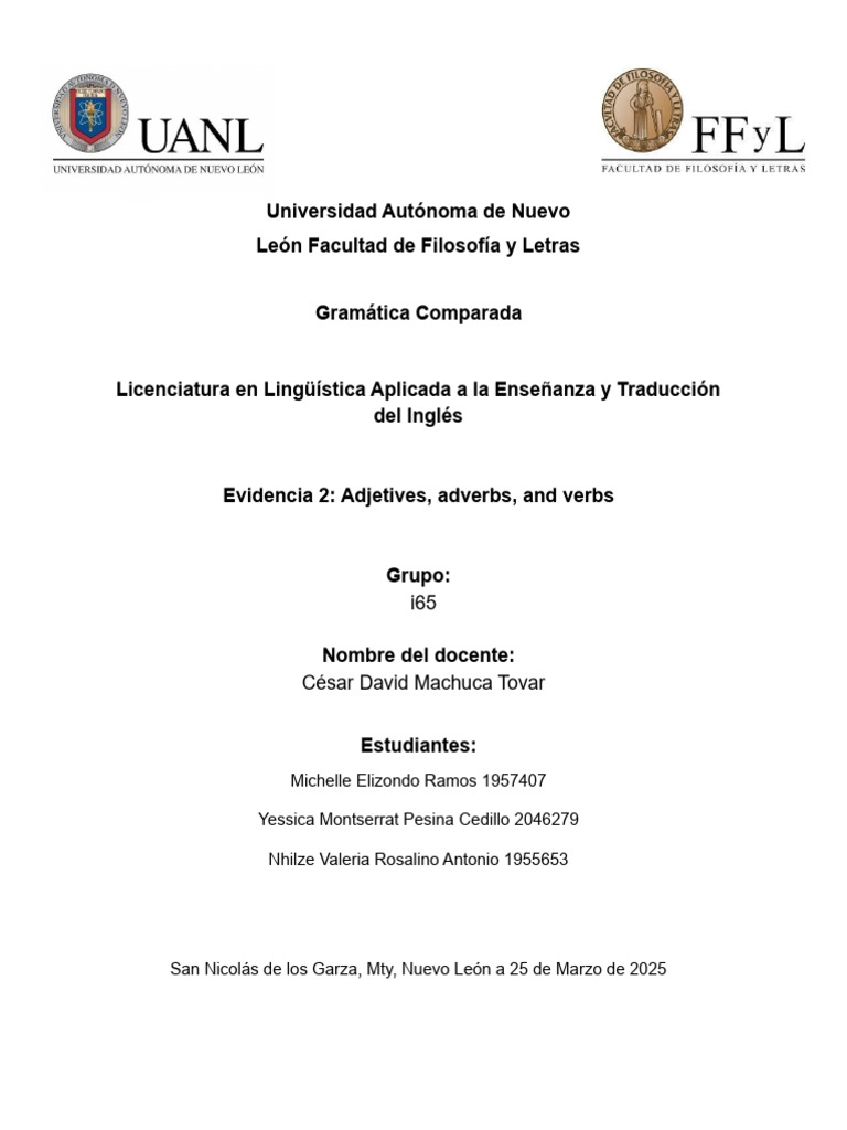 Adjectives, Adverbs, and Verbs | PDF | Mecánica del lenguaje | Gramática