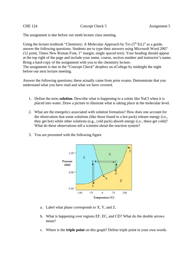 CHE 124 Concept Check 5 - Phase Changes and Solution Formation | PDF