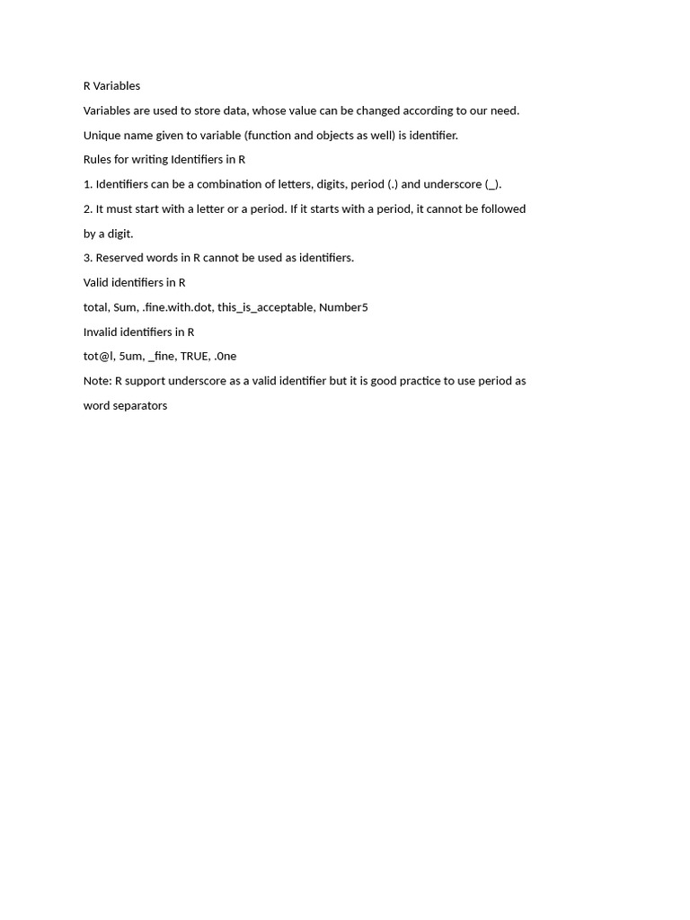 R Variables | PDF