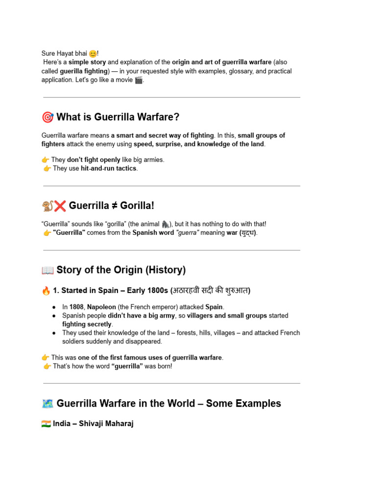 Understanding Guerrilla Warfare Tactics | PDF | Guerrilla Warfare ...