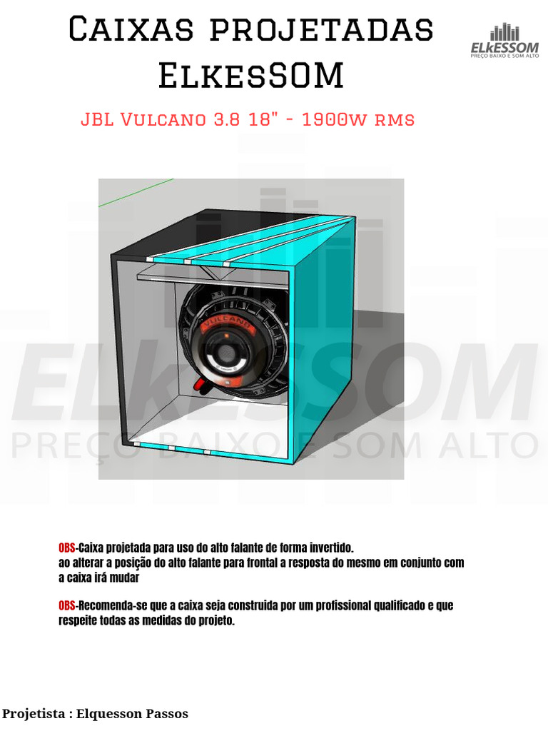 Caixas Projetadas ElkesSOM - Vulcano 3.8 18 Pol - Invertido Duto Regua 19 | PDF