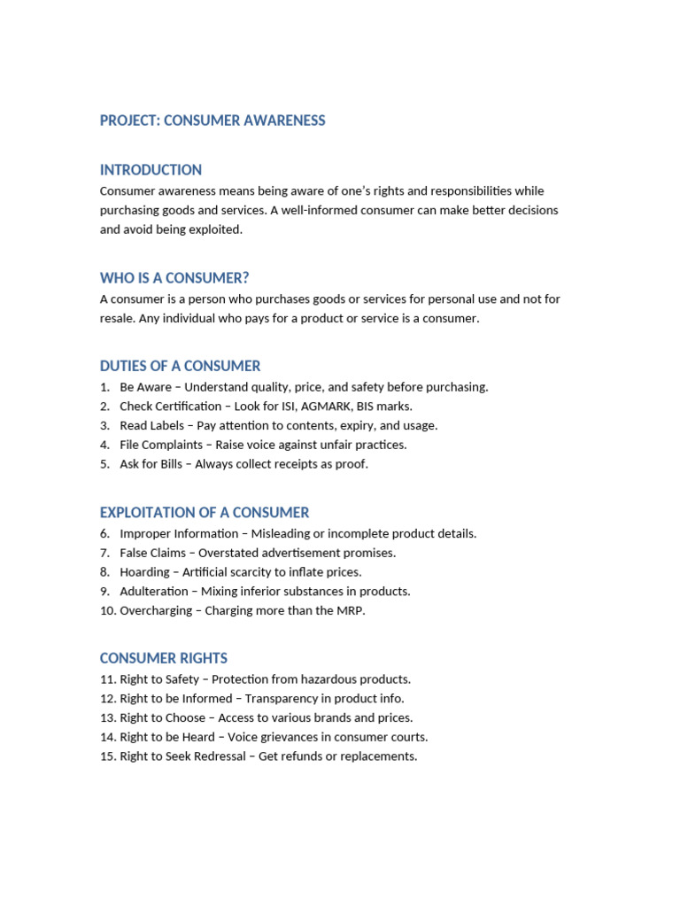 Consumer Awareness Project With Logos | PDF