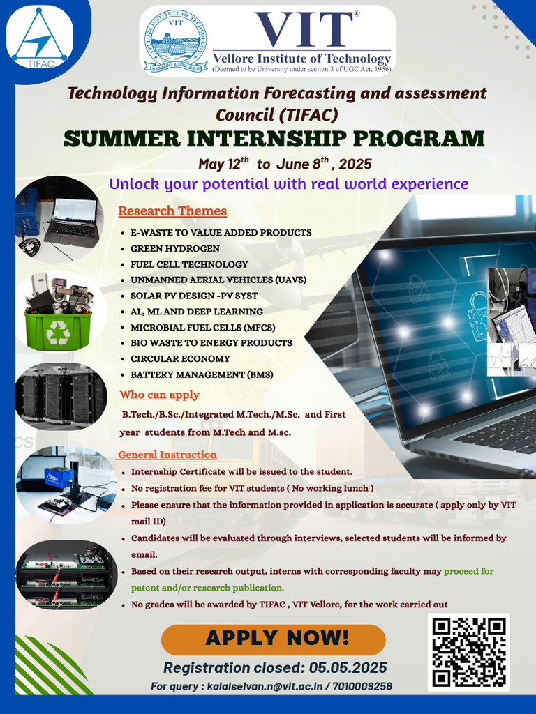 Summer Internship TIFAC VIT | PDF
