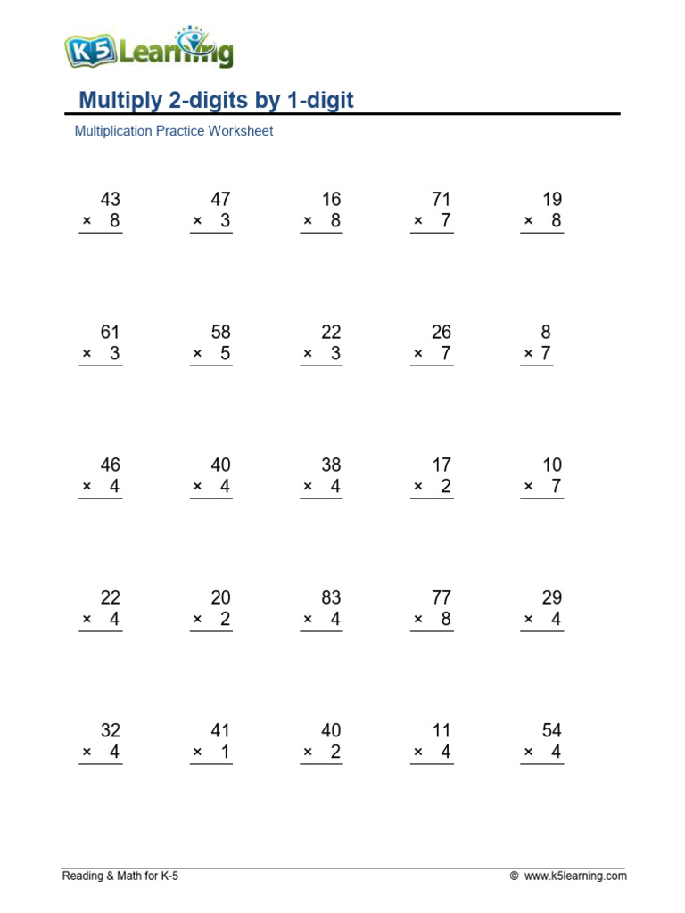 Multiply 2-Digits by 1-Digit | PDF