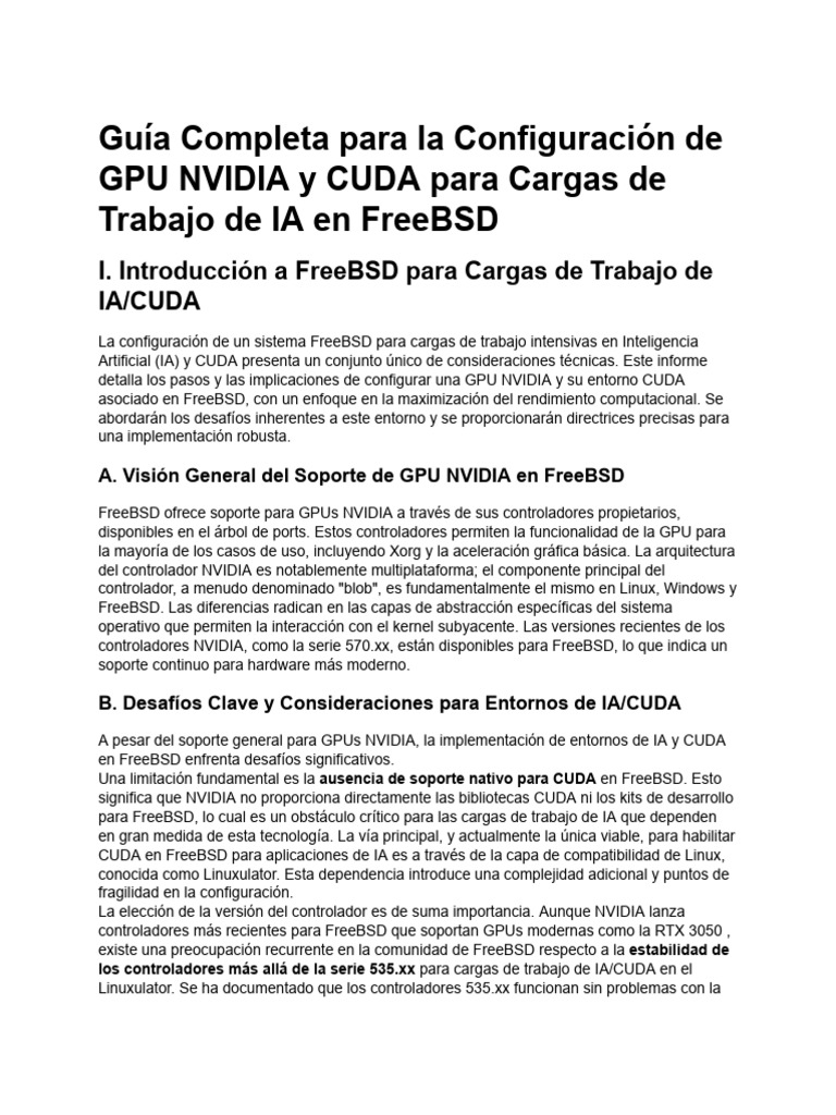 Configuración FreeBSD para IA CUDA | PDF | Kernel (sistema operativo) | Unidad Central de ...