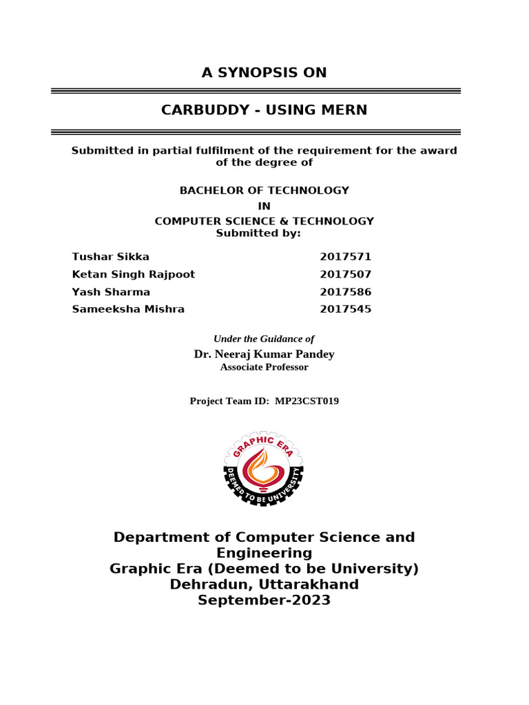 Cse Major Project Synopsis Yash Tushar Ketan | PDF | Java Script | Mobile App