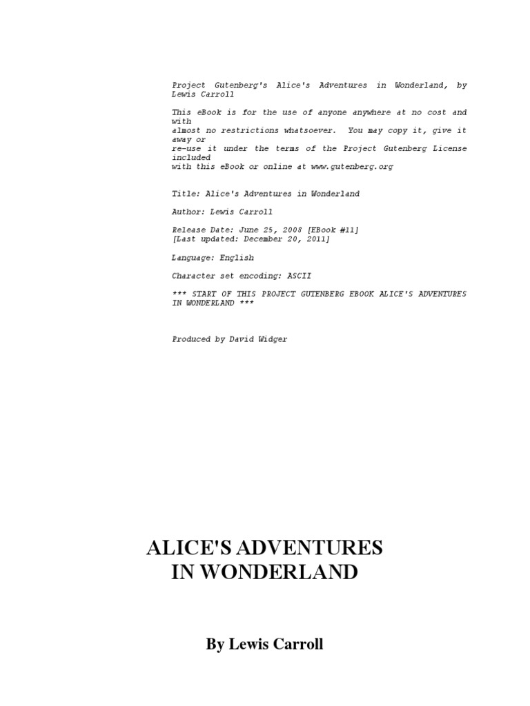 Alice in Wonderland by Lewis Carroll | PDF | Nature