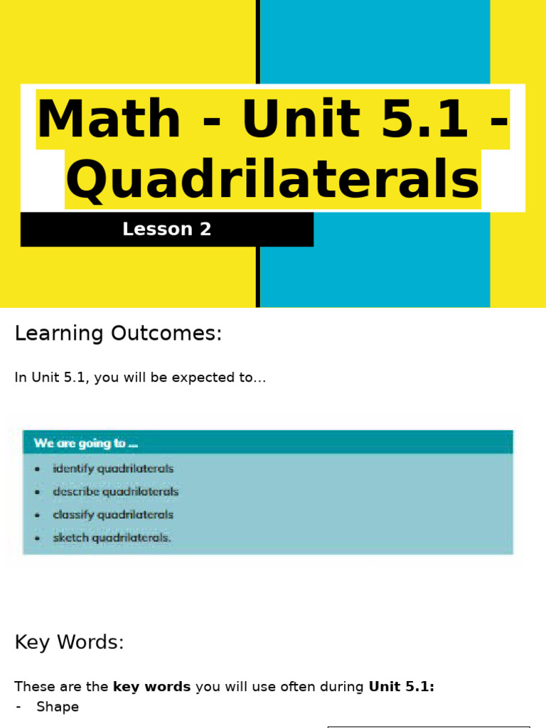 Math - Unit 5.1 - Quadrilaterals - Lesson 2 | PDF