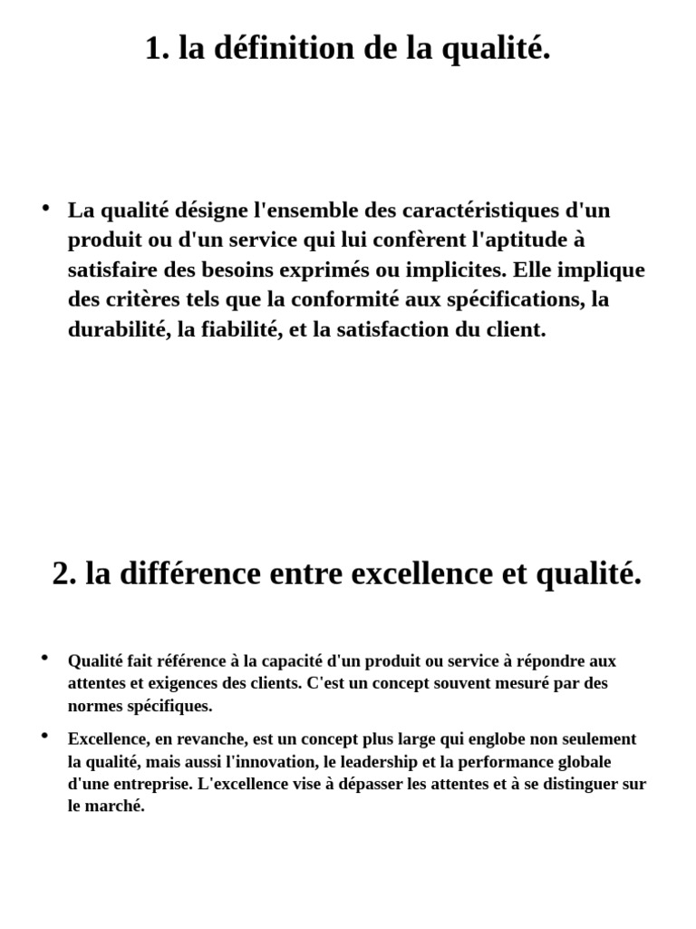 Comprendre la qualité et son amélioration | PDF | Management de la ...