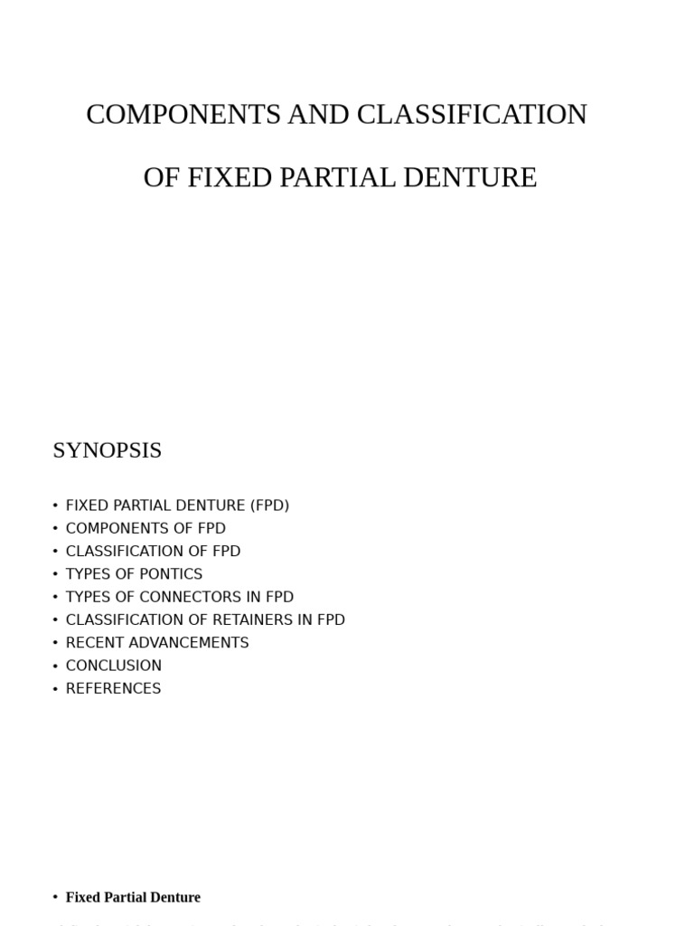Components and Classification of FPD | PDF | Dentistry Branches