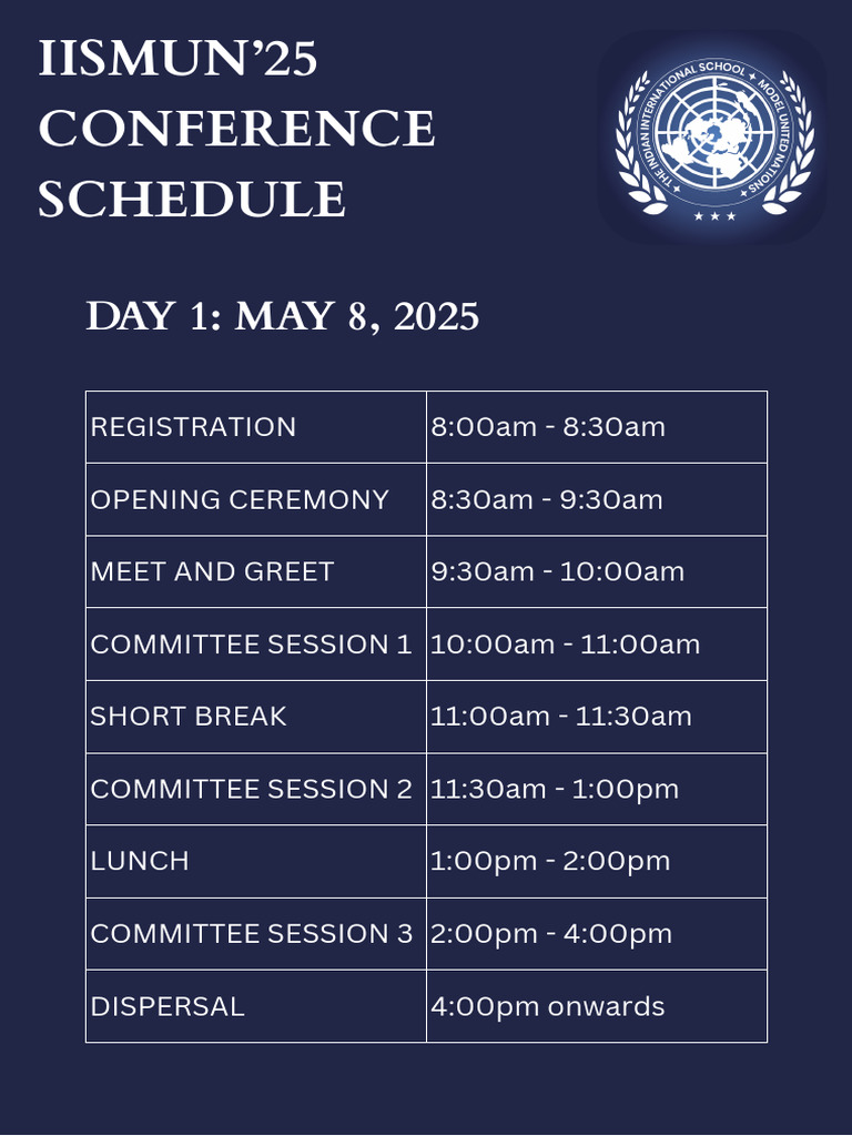 Iismun'25 Conference Schedule PDF | PDF