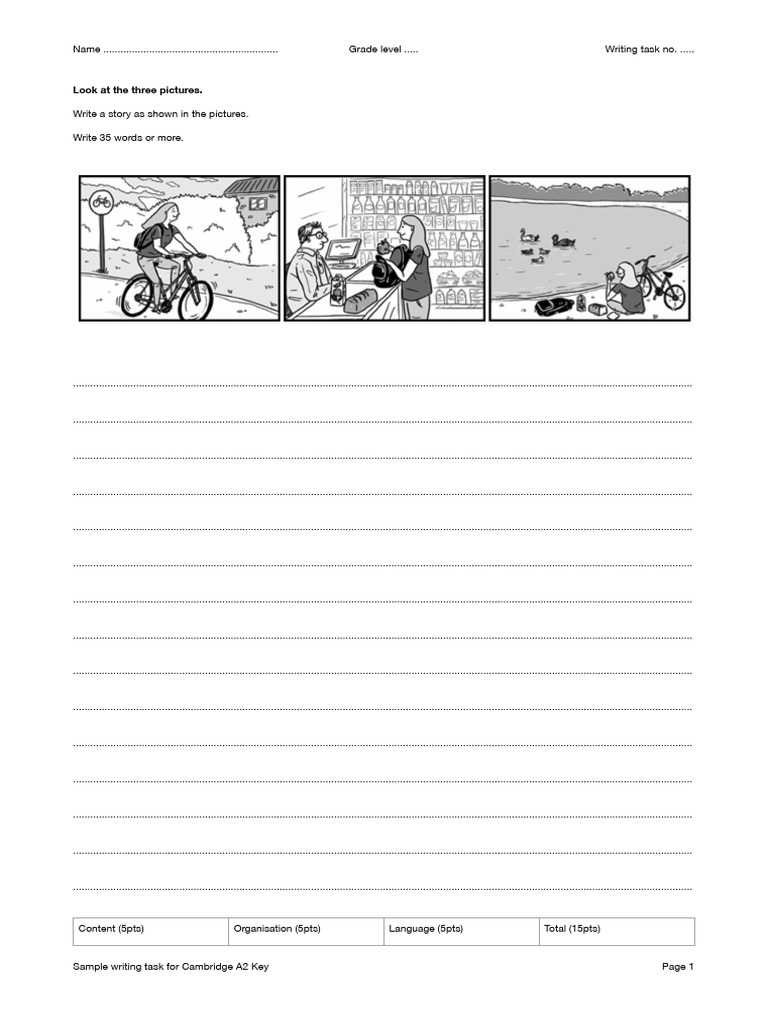 Cambridge A2 Key Writing (Cycling To A Park) | PDF