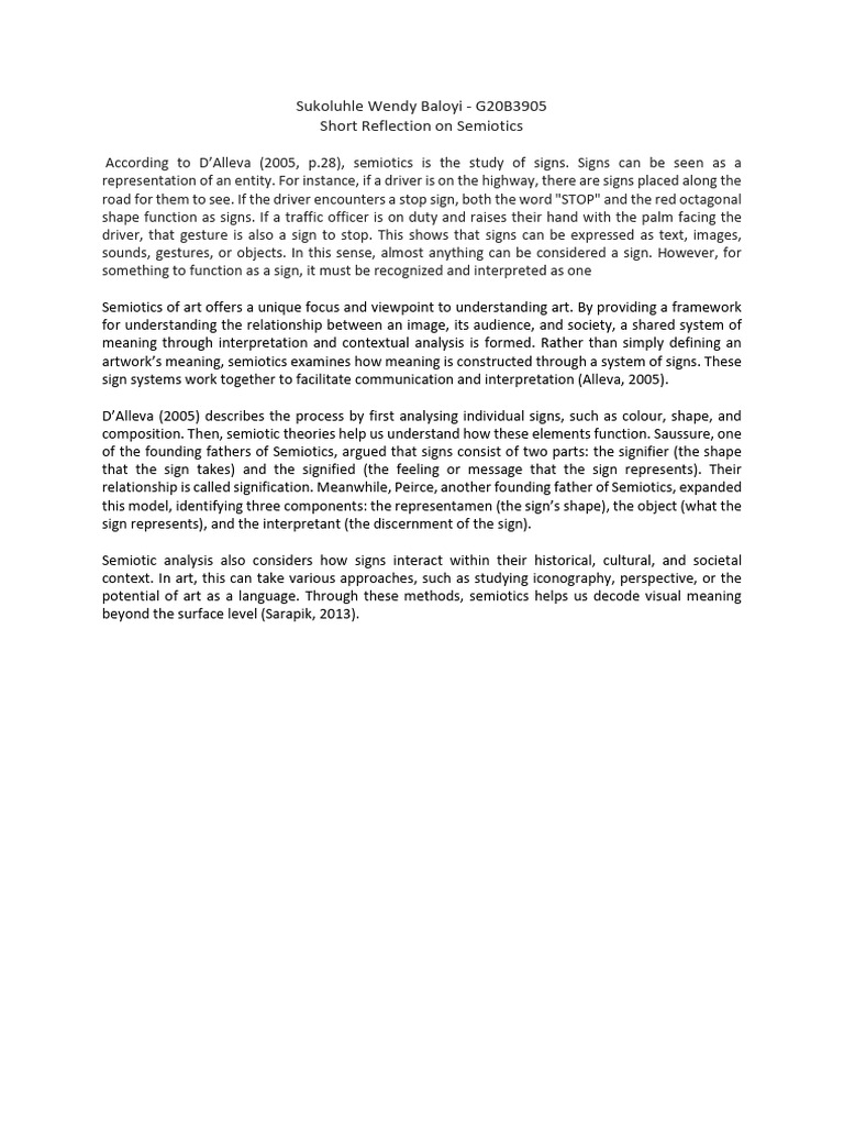 Short Reflection, G20B3905 | PDF | Semiotics | Human Communication