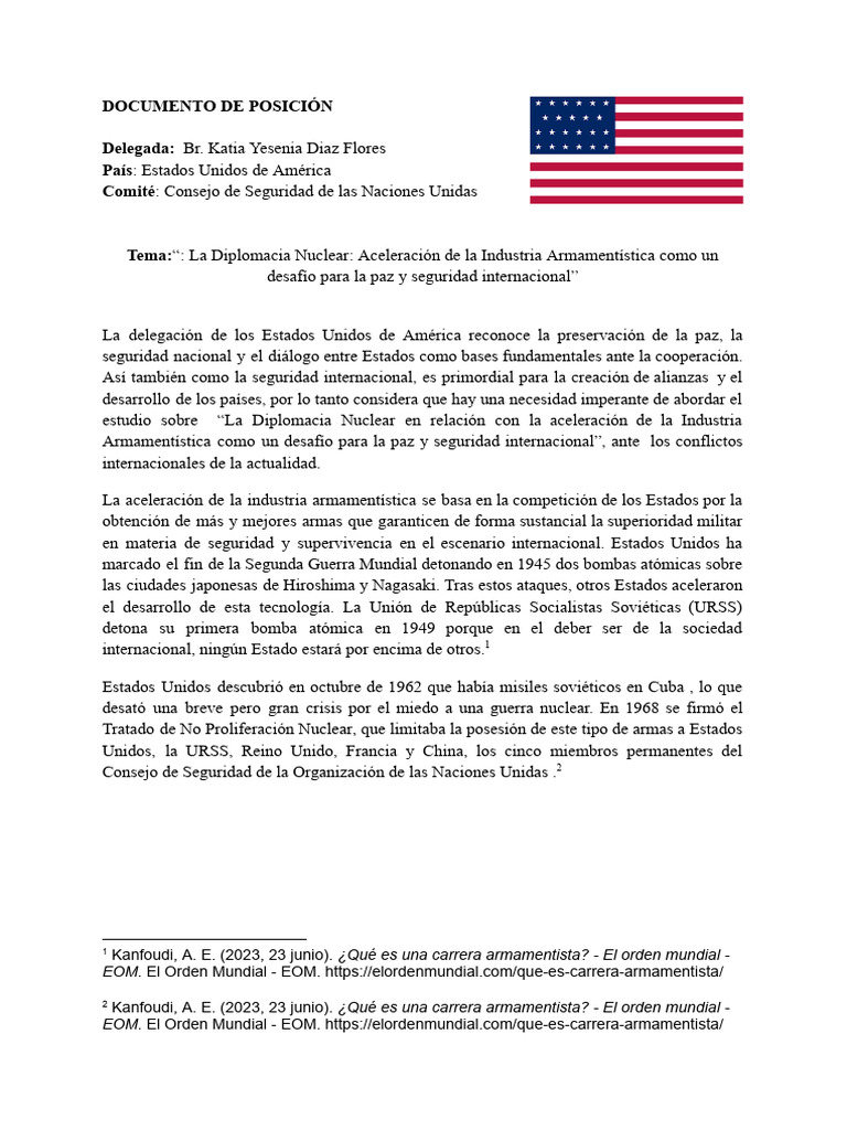 Papel de Posicion EEUU | PDF | Desarmamiento | Tratado sobre la no proliferación de las armas ...
