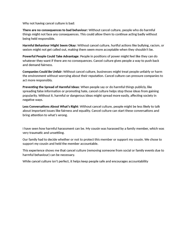 Importance of Cancel Culture for Accountability | PDF