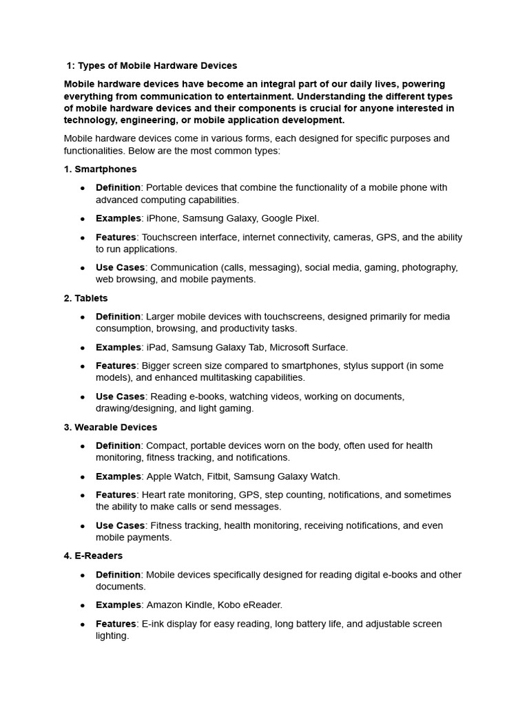 Mobile - Types, Hardware and Software | PDF | Ios | Android (Operating System)