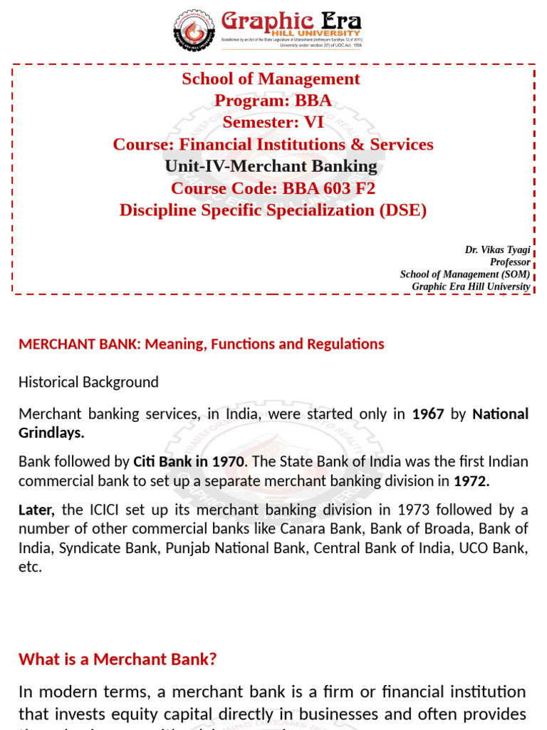 Merchant Banking: Functions & Regulations | PDF | Banks | Syndicated Loan