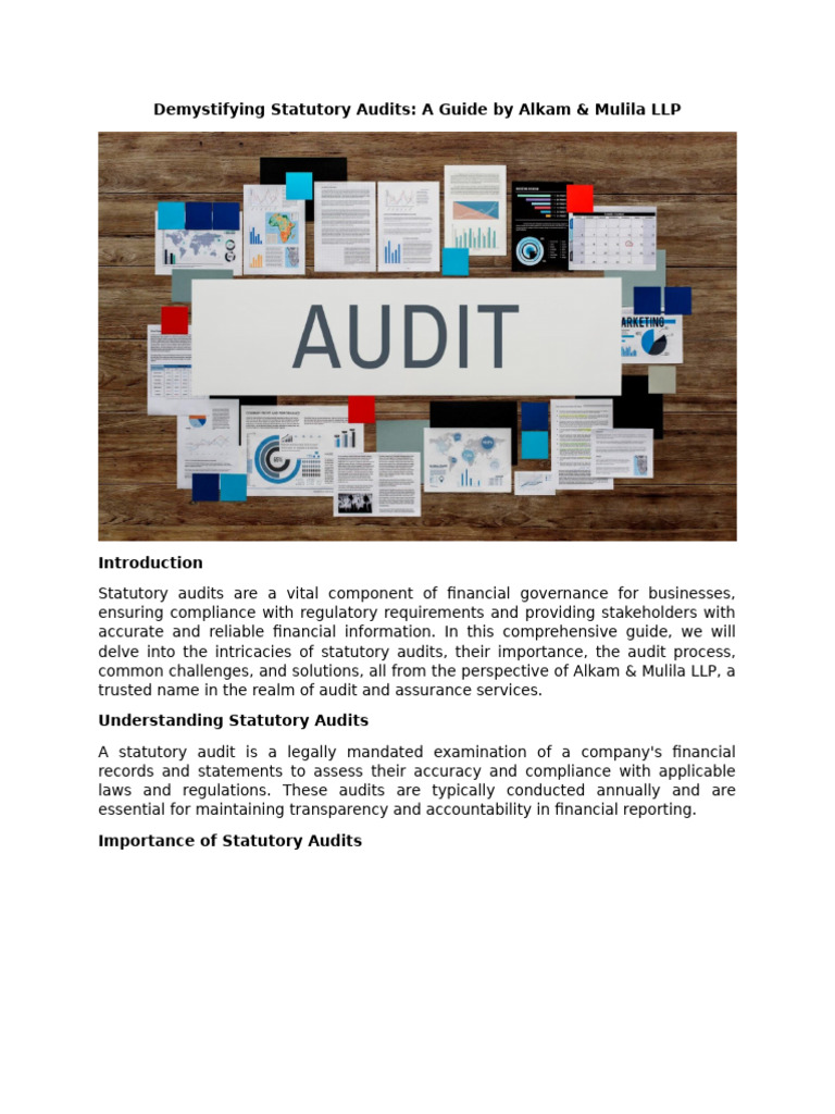 1. Demystifying Statutory Audits | PDF | Audit | Internal Control