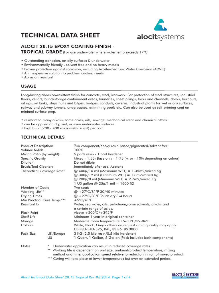 TDS Alocit 28 15 Tropical Grade 3 2020 | PDF | Corrosion | Materials