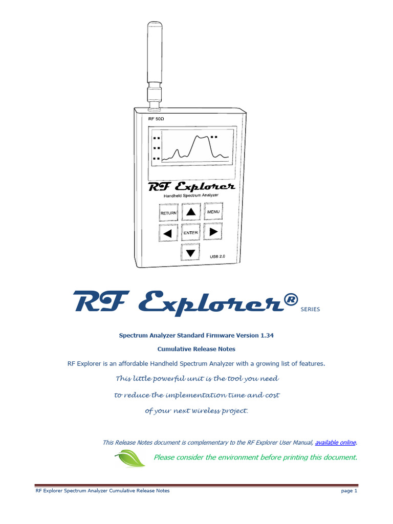 RF Explorer Spectrum Analyzer Firmware Notes | PDF | Legal Liability ...