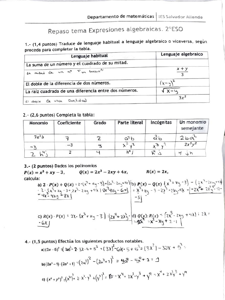 Ficha Álgebra Valentina | PDF