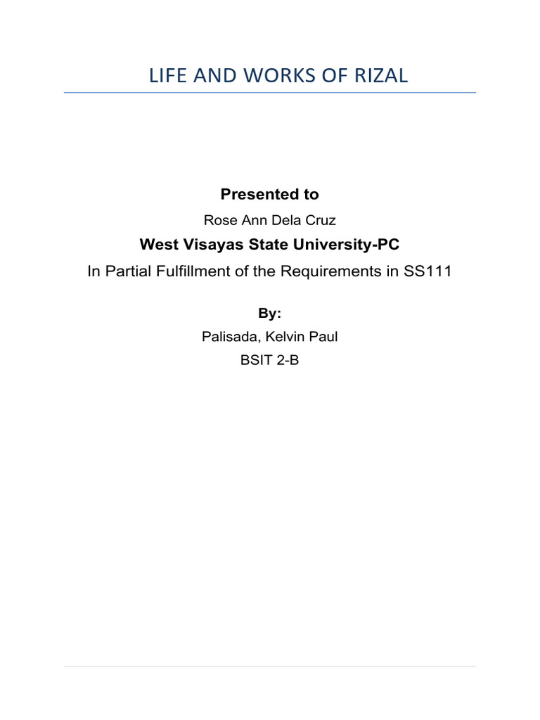 PALISADA Life and Works of Rizal Module | PDF