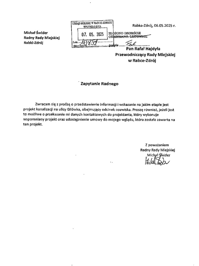 BRM.0003.63.2025 Michal Swider Zapytanie | PDF