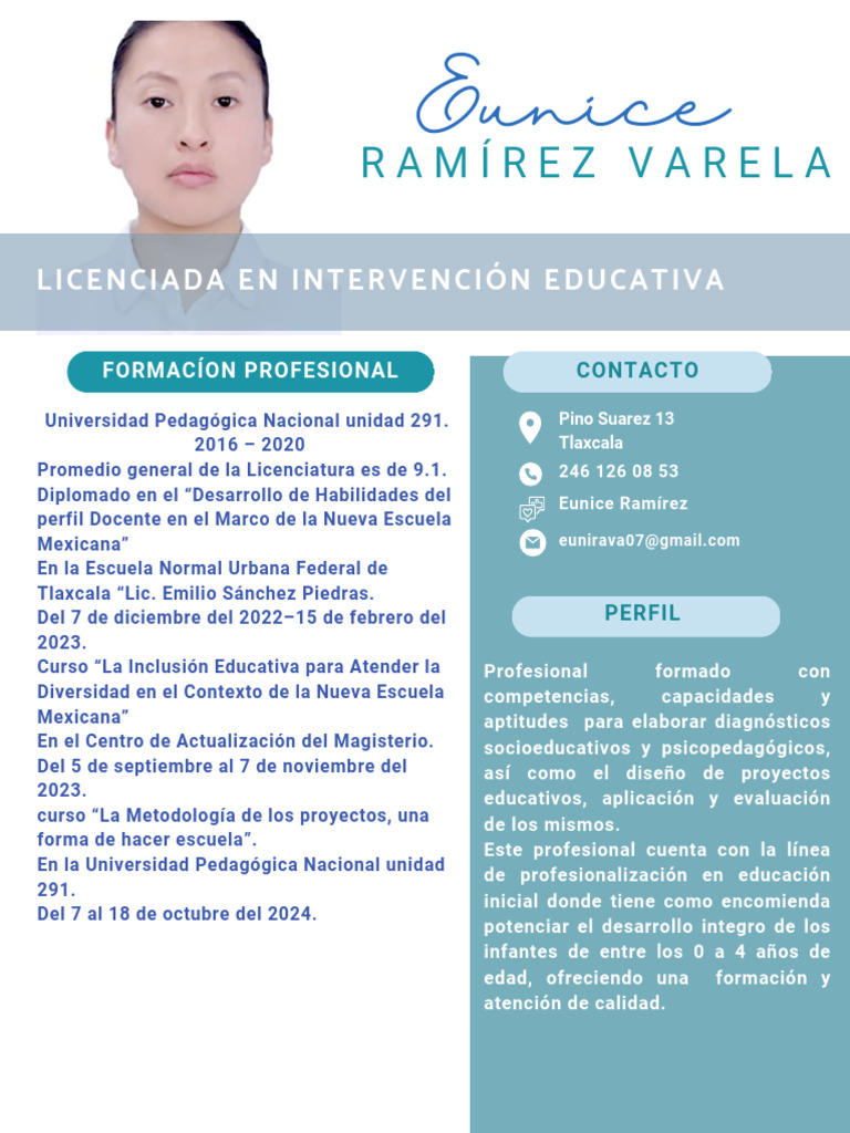 Lic. Eunice Ramírez Varela - CV. | PDF | Enseñando | Aprendizaje