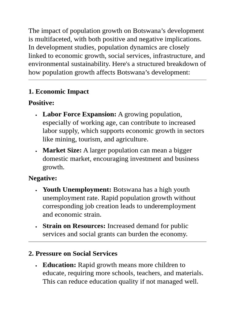 Botswana's Population Growth Impact | PDF | Environmental Degradation ...