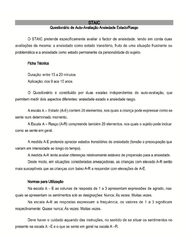 STAIC - Normas e Cotação | PDF